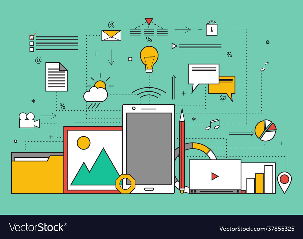 Set flat elements for creative process concept Vector Image