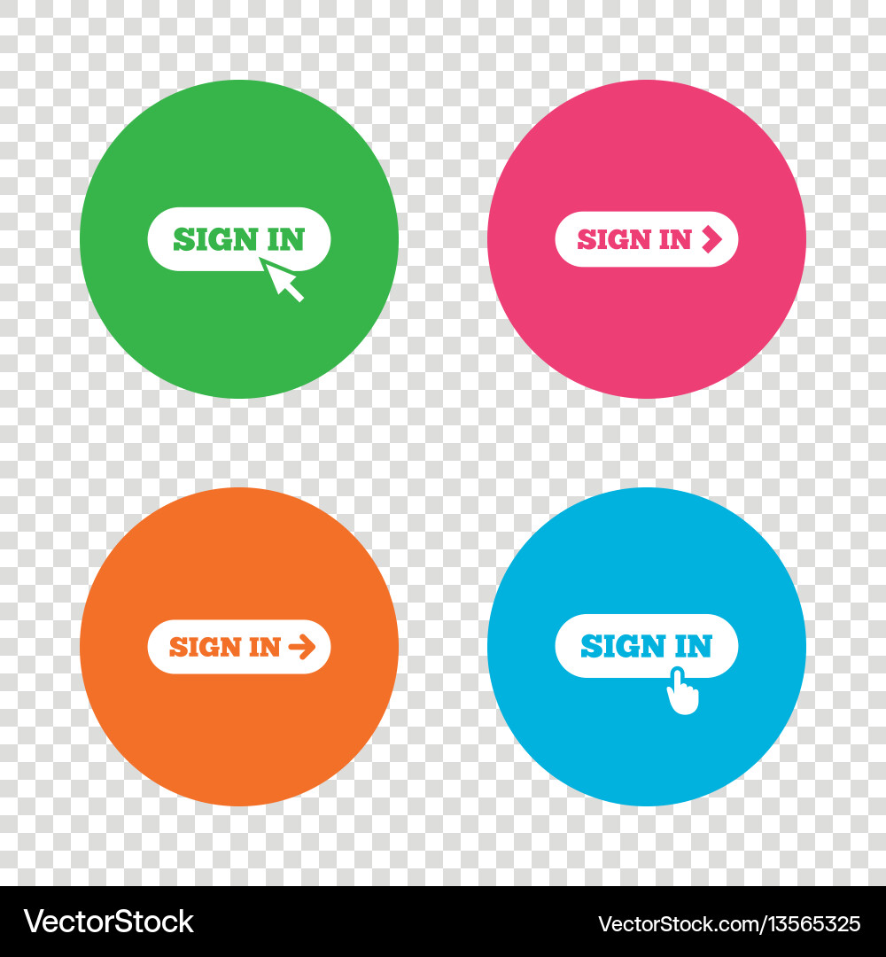 Sign in icons login with arrow hand pointer Vector Image