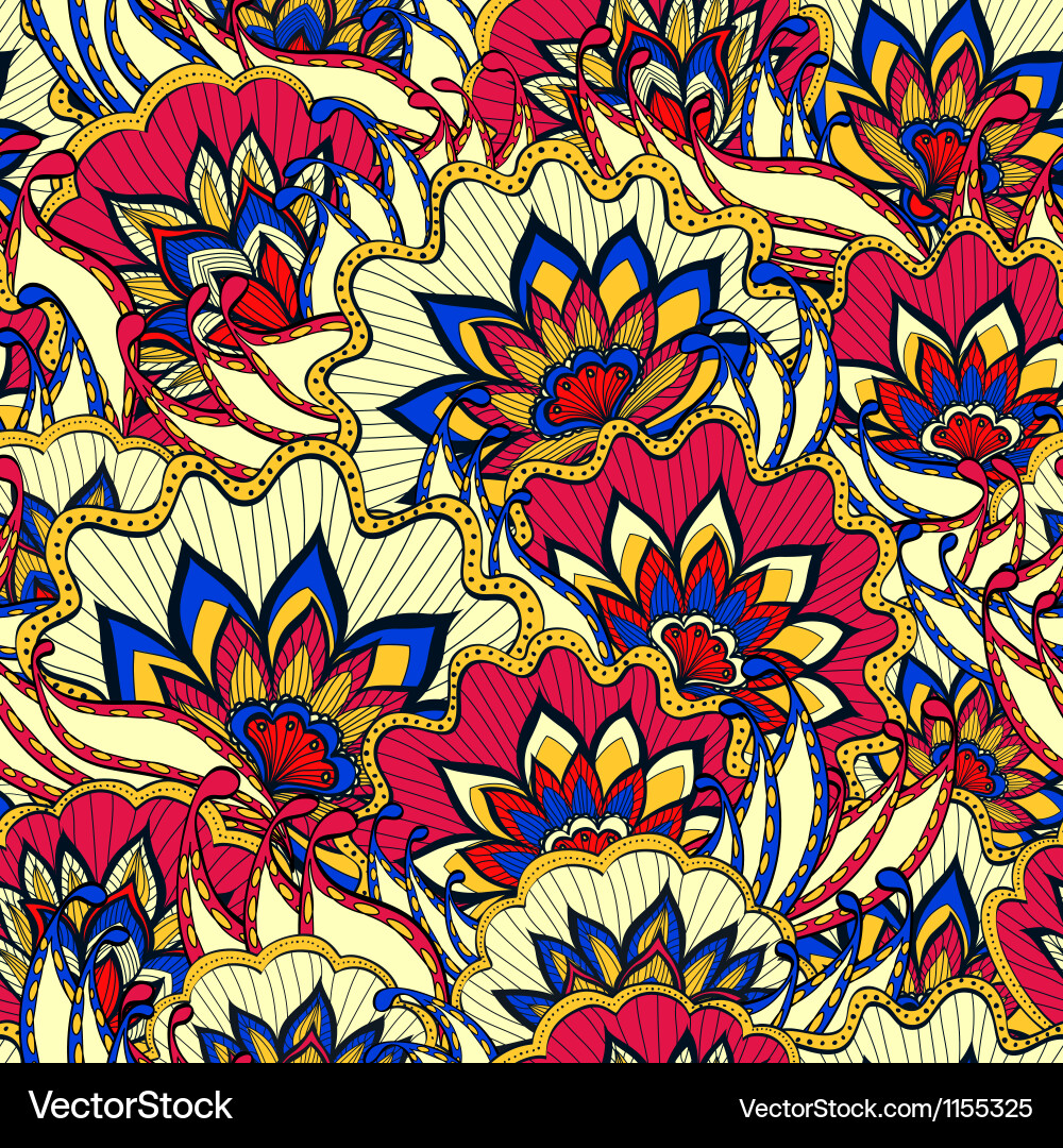 Spring pattern with colorful handdrawn flowers Vector Image