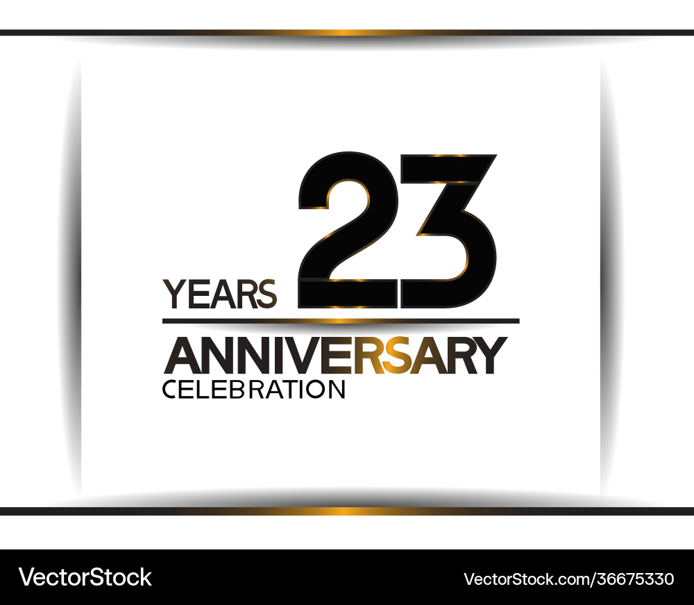 23 years anniversary black color simple design Vector Image