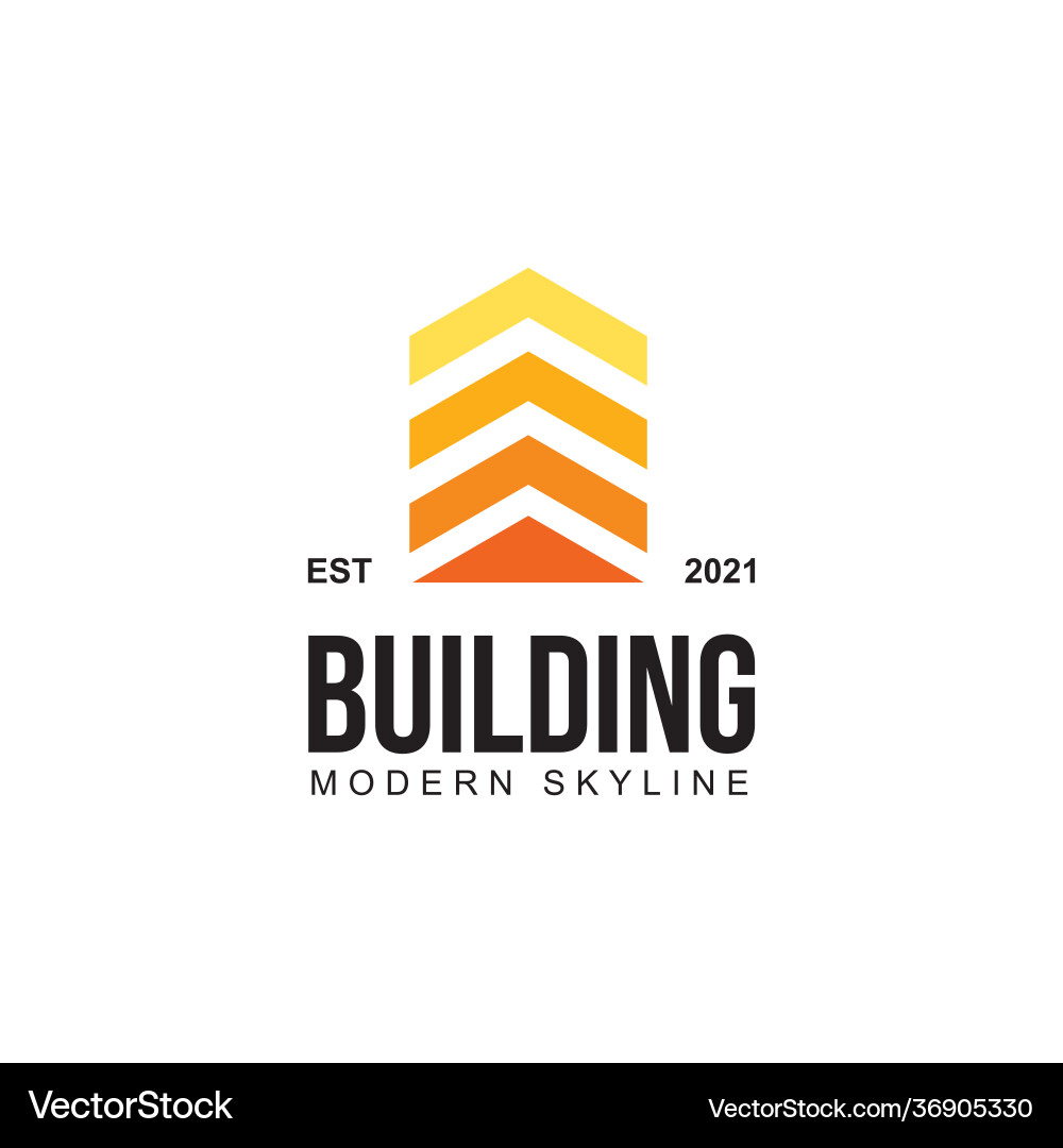 Building logo design with arranged up arrow Vector Image