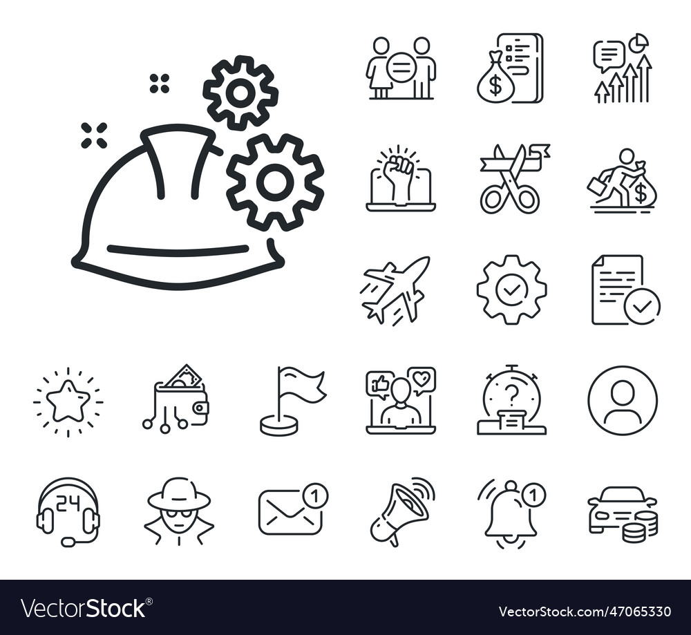 Engineering working process line icon engineer Vector Image