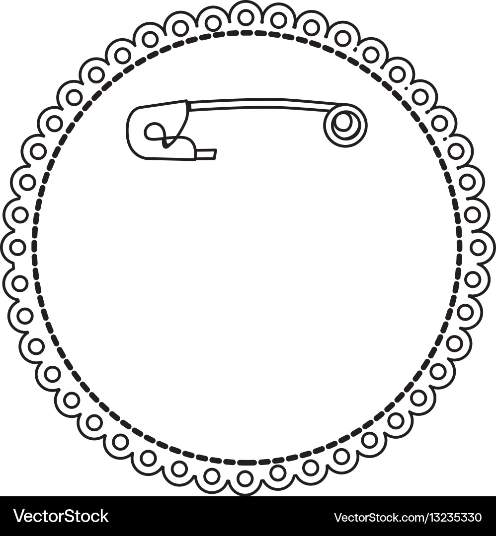 Figure safety pin inside crochet icon Royalty Free Vector