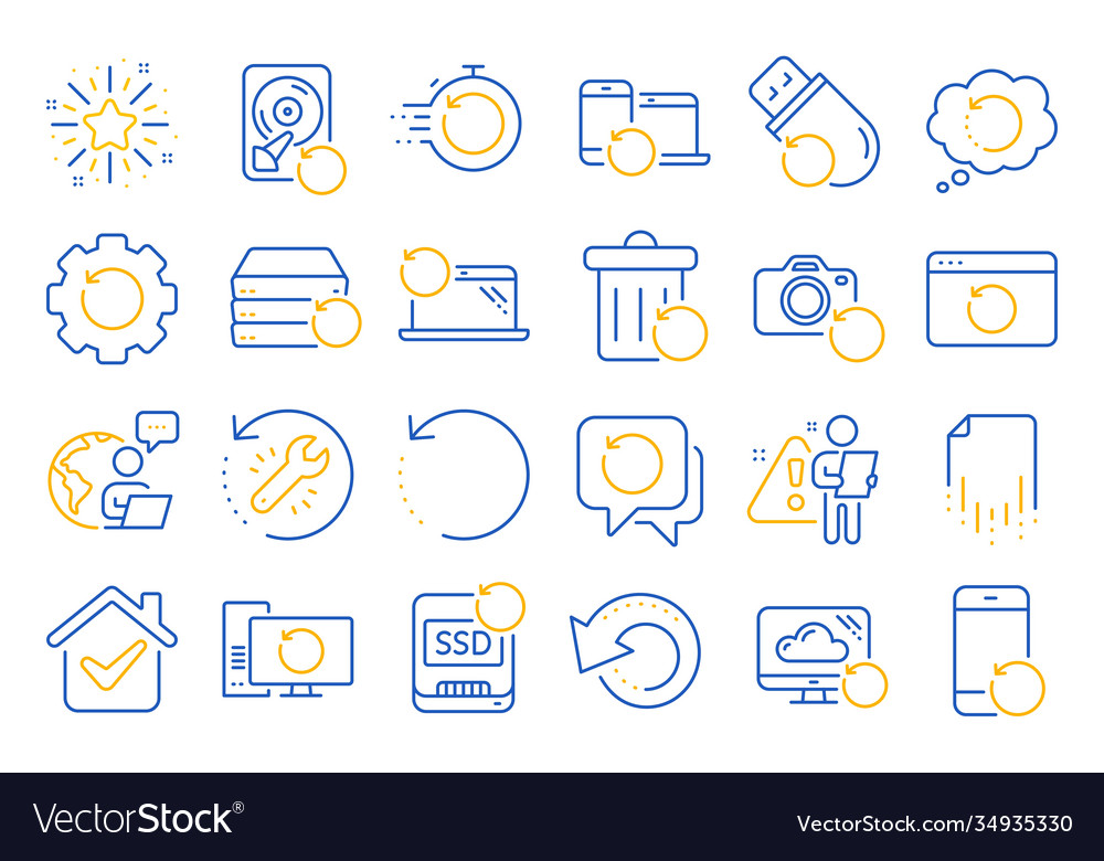 Recovery line icons backup restore data Royalty Free Vector Recovery line icons backup restore data Royalty Free Vector