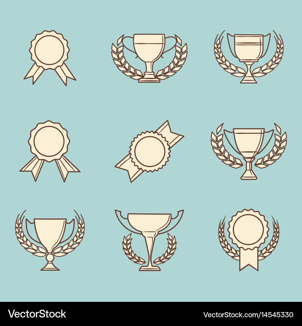 Retro winner cups and victory prizes Royalty Free Vector