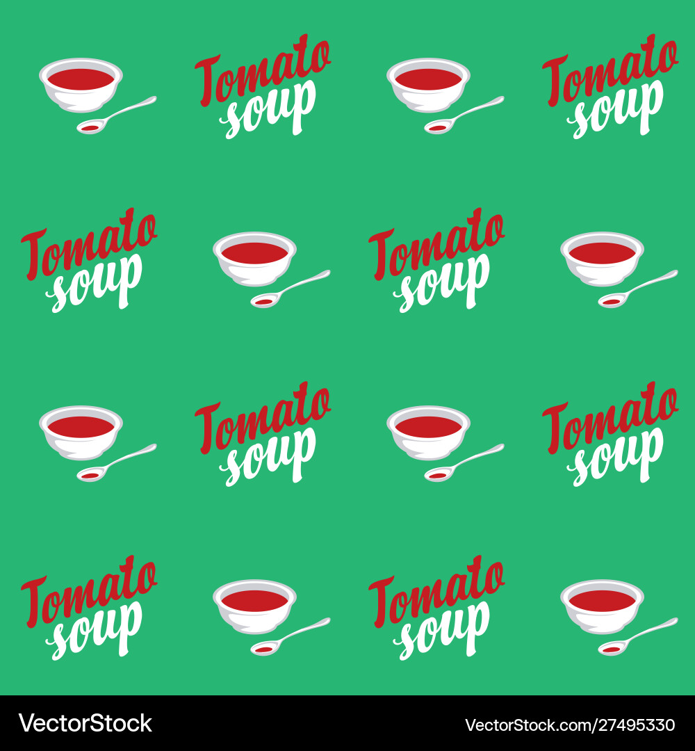 Seamless pattern with tomato cream soup in bowls Vector Image