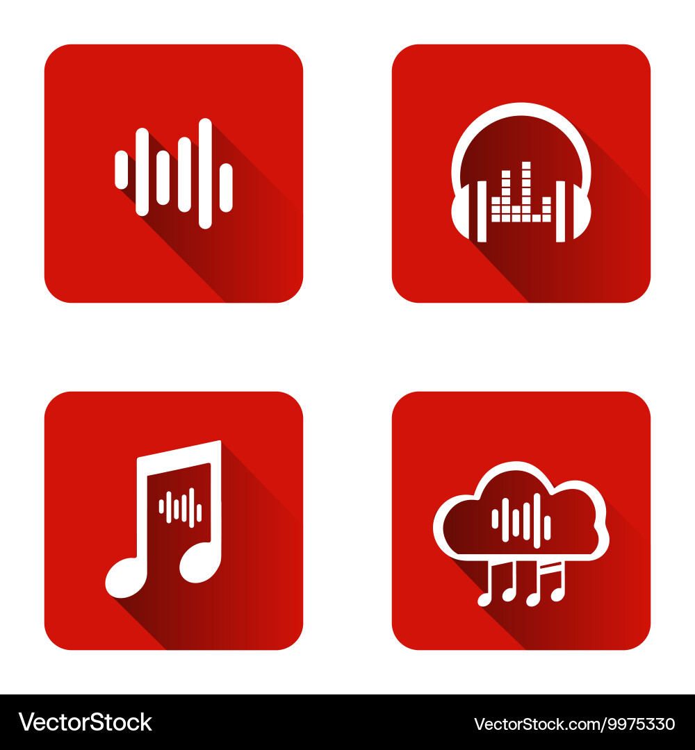 Set icons for music streaming service Royalty Free Vector