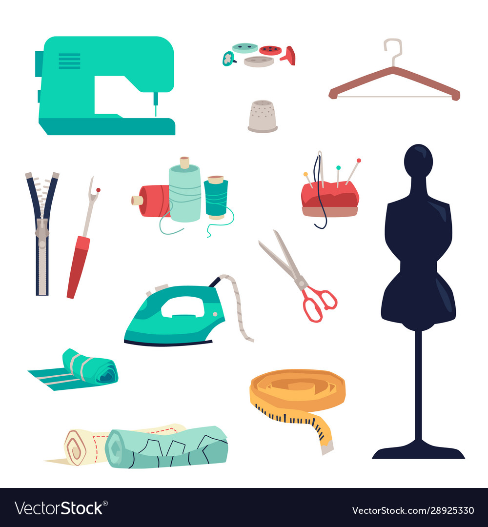 Sewing supplies set isolated on white background Vector Image