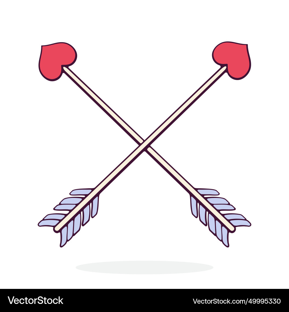 Two crossed cupid arrows with heart shaped tip Vector Image