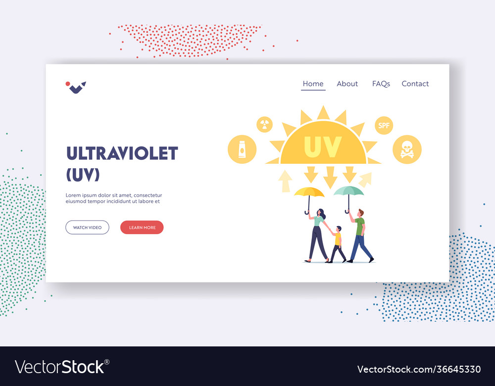 Uv radiation solar ultraviolet protection landing Vector Image