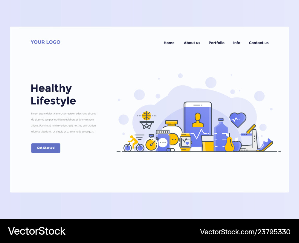 Web design flat modern concept - healthy lifestyle
