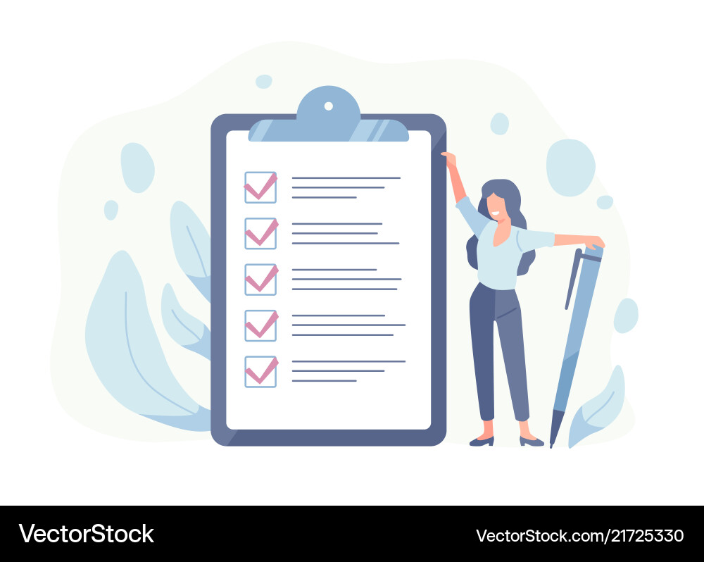 Woman with Giant Checklist Royalty Free Vector Image