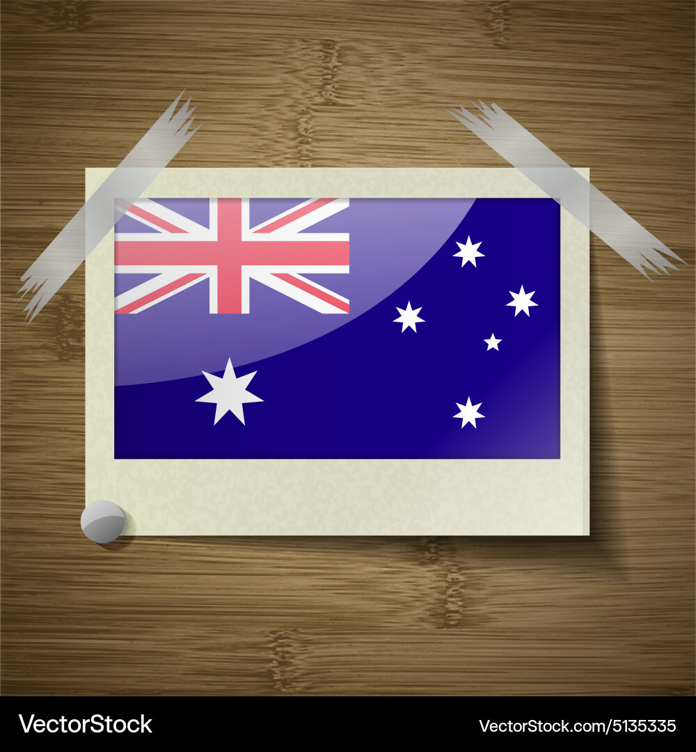 Flags australia at frame on wooden texture Vector Image