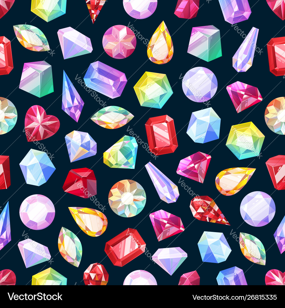 Gemstones jewelry diamonds gems seamless pattern Vector Image