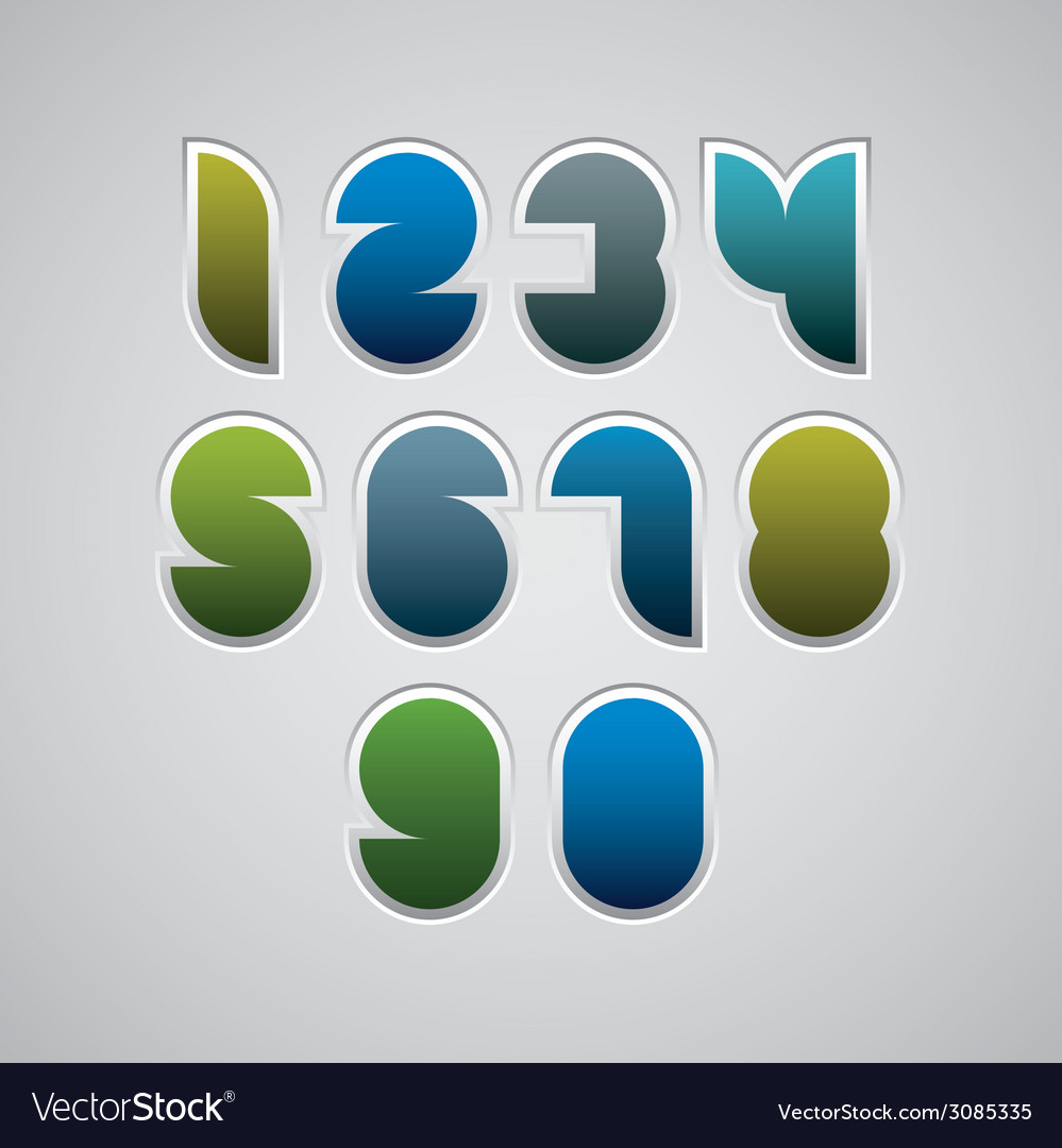 Geometric modern style numbers Royalty Free Vector Image
