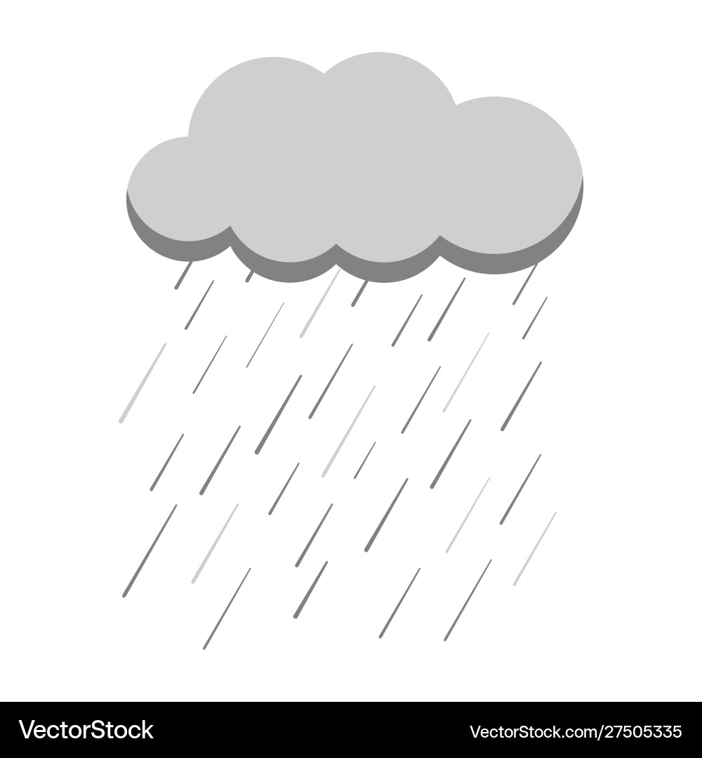 Grey cartoon style icon rain with cloud Royalty Free Vector