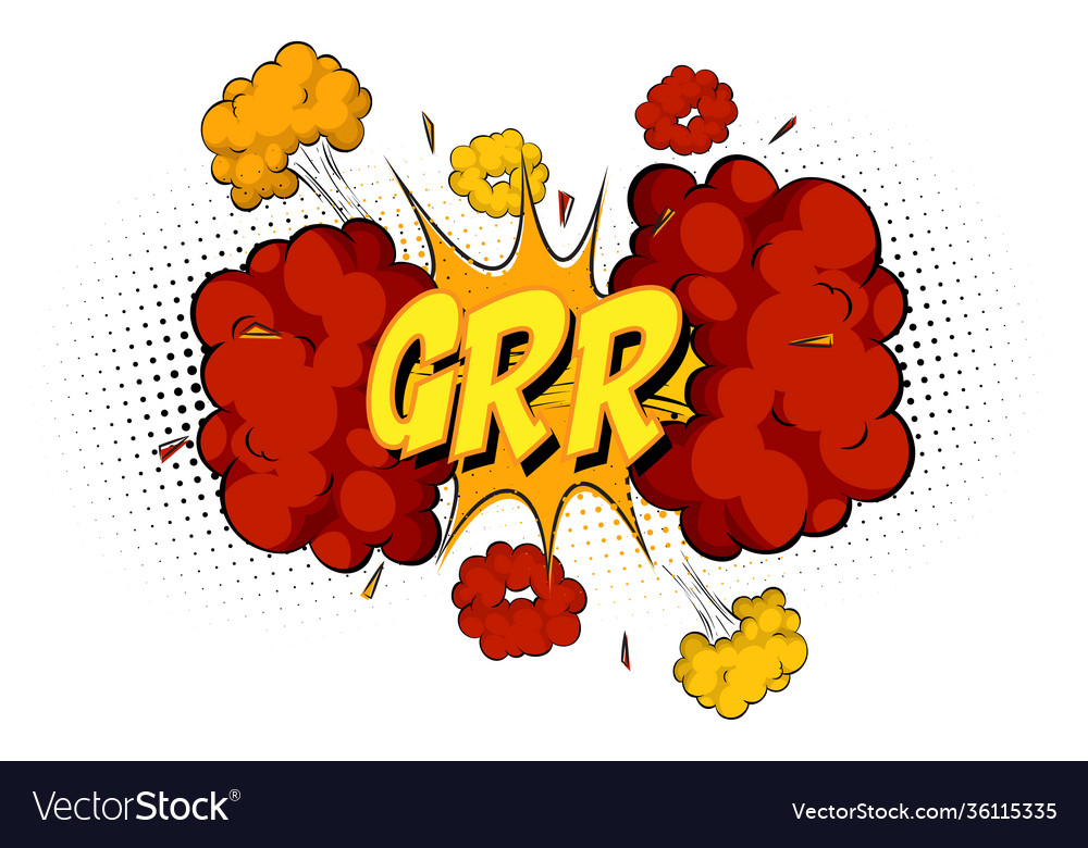 Grr text on comic cloud explosion isolated Vector Image