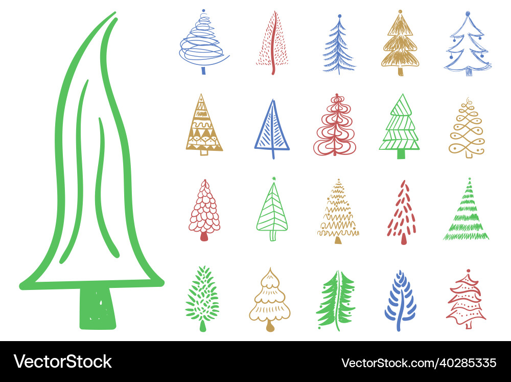 Hand Drawn Christmas Tree Doodle Royalty Free Vector Image