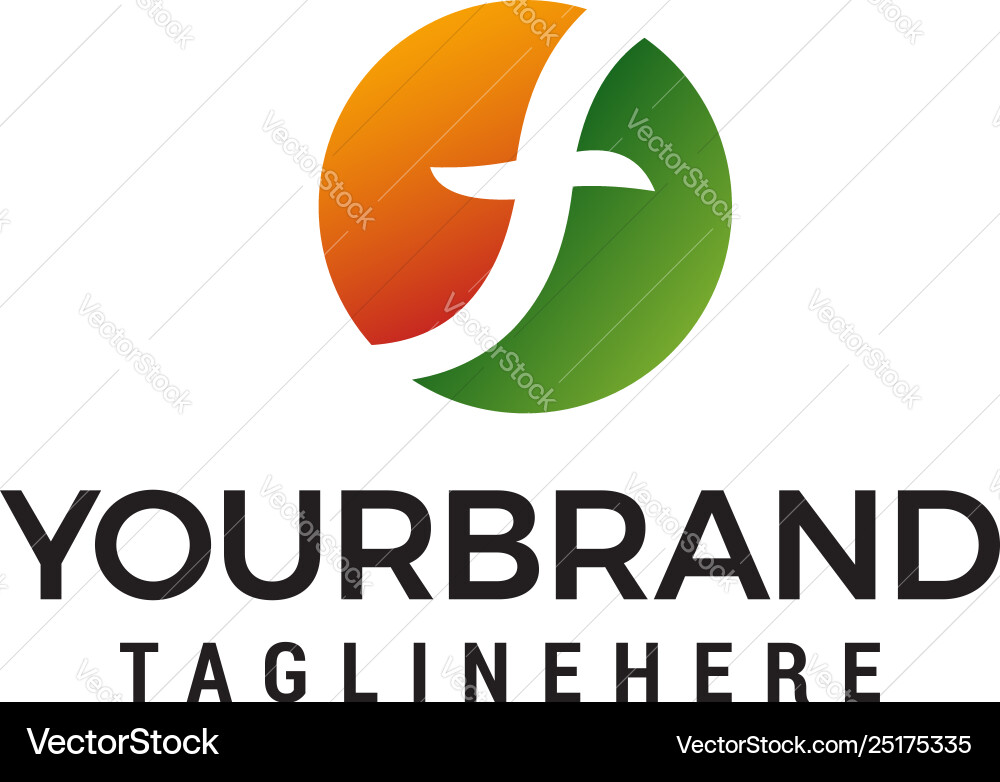 Letter f circle logo design concept template Vector Image