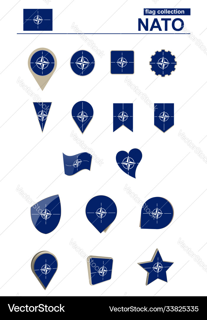 Nato flag collection big set for design Royalty Free Vector