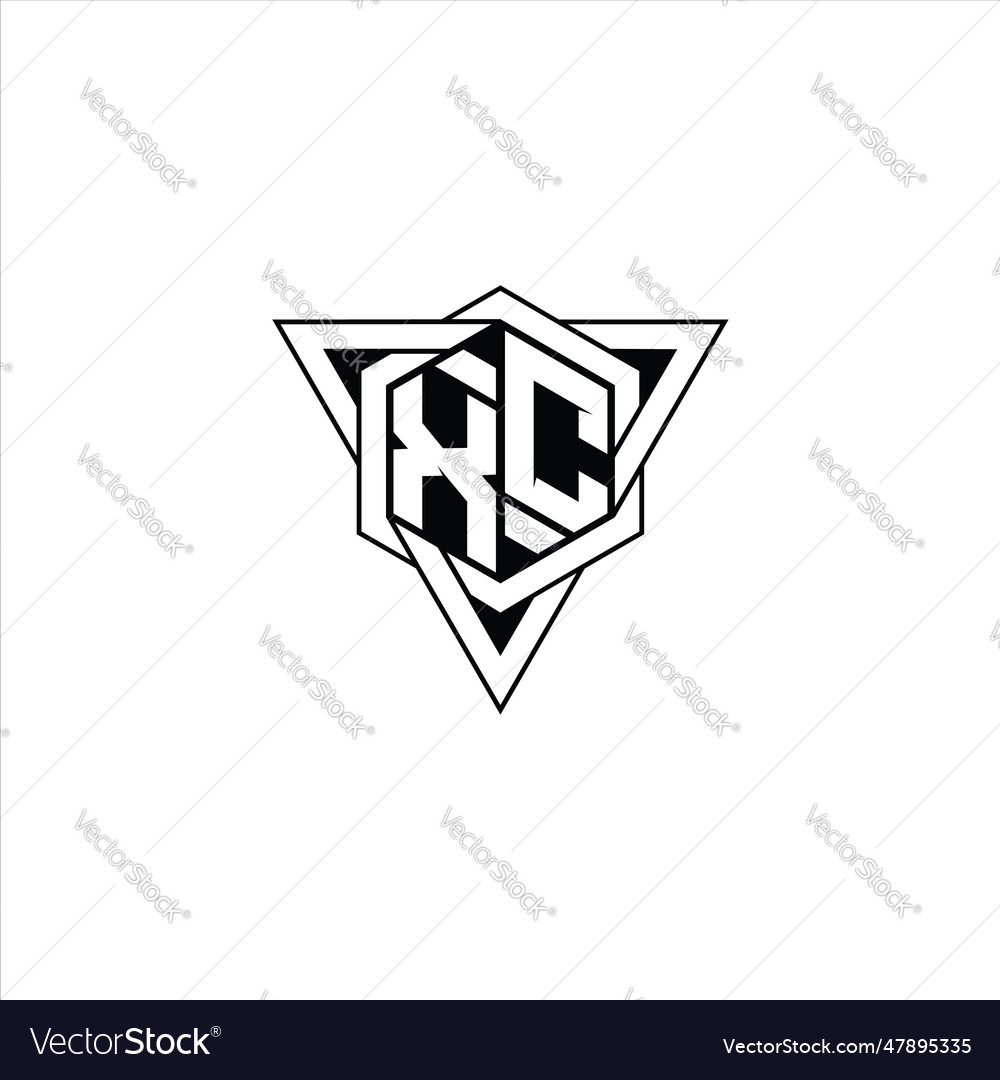 Xc letter logo monogram hexagon shape Royalty Free Vector