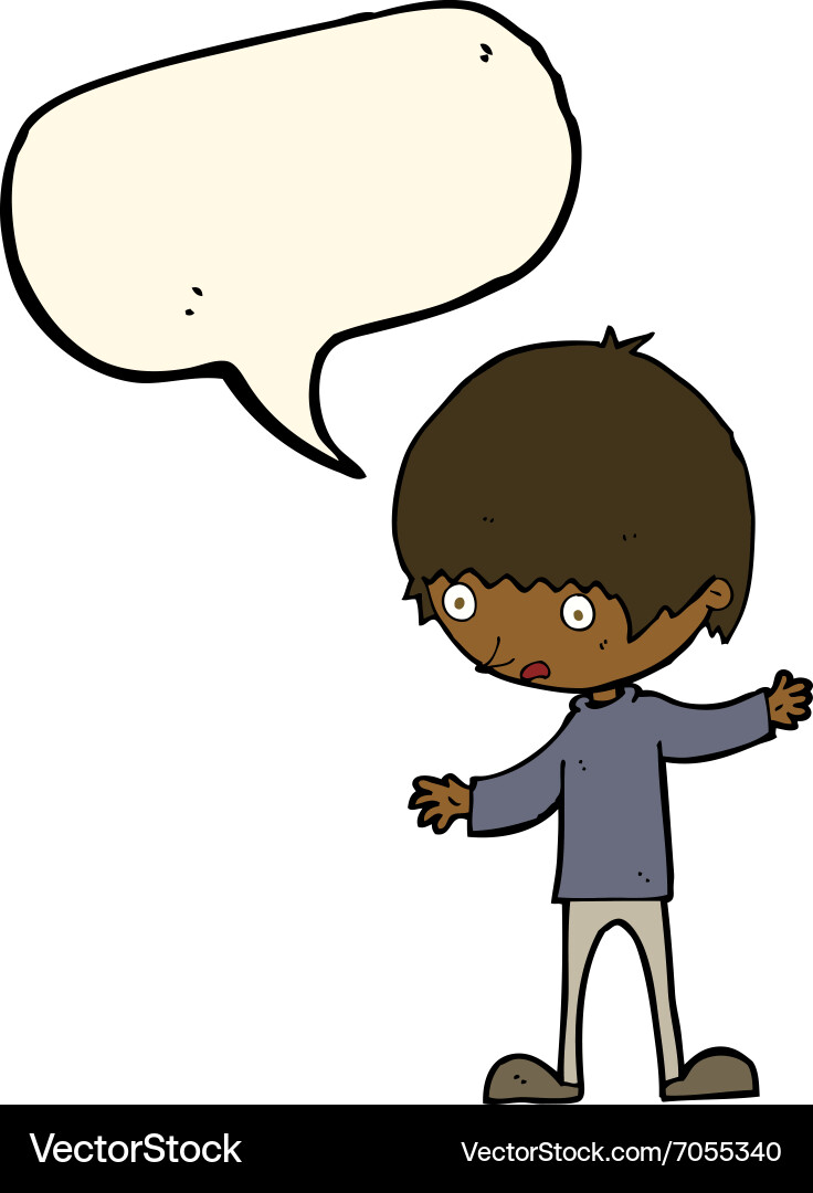 Cartoon boy with outstretched arms speech Vector Image