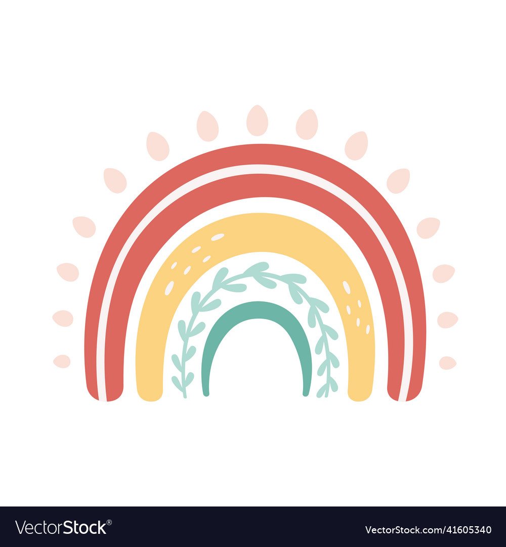 Cute rainbow abstract boho element hand drawn Vector Image