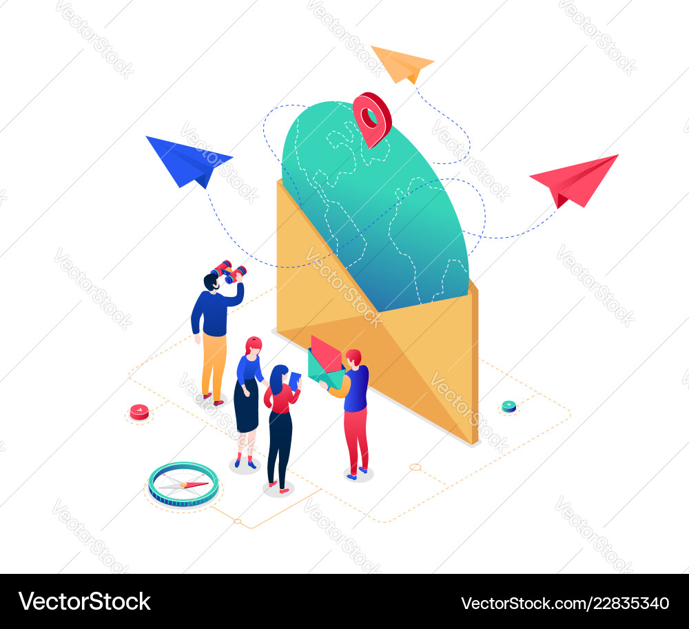 Email marketing - modern colorful isometric Vector Image