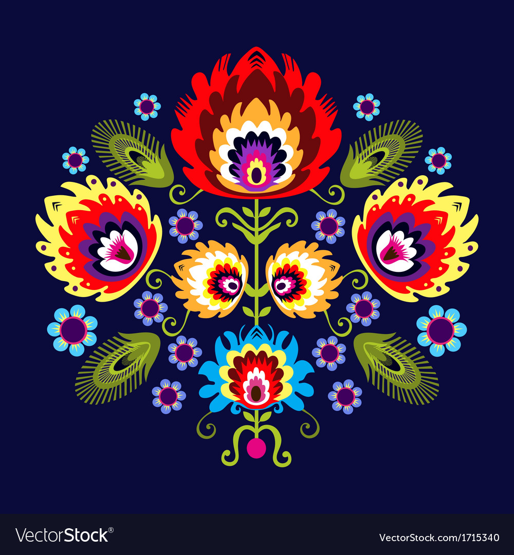 Folk Pattern With Flowers Royalty Free Vector Image