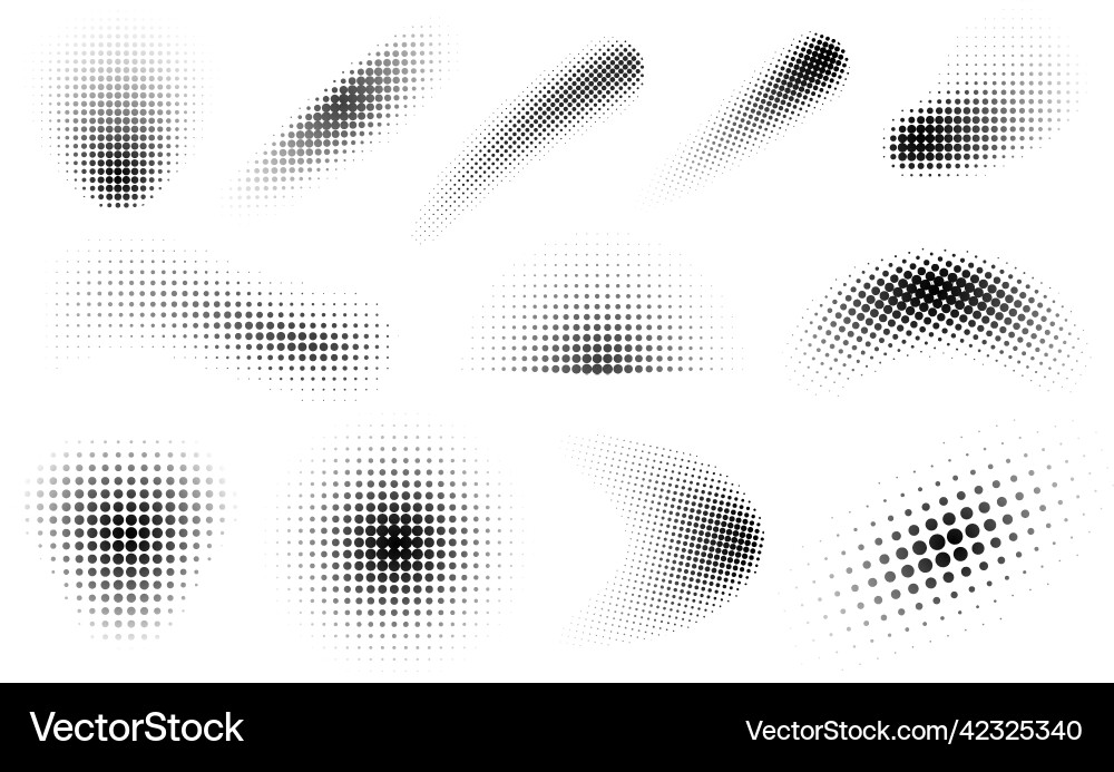 Halftone dots shapes fade black dot design Vector Image