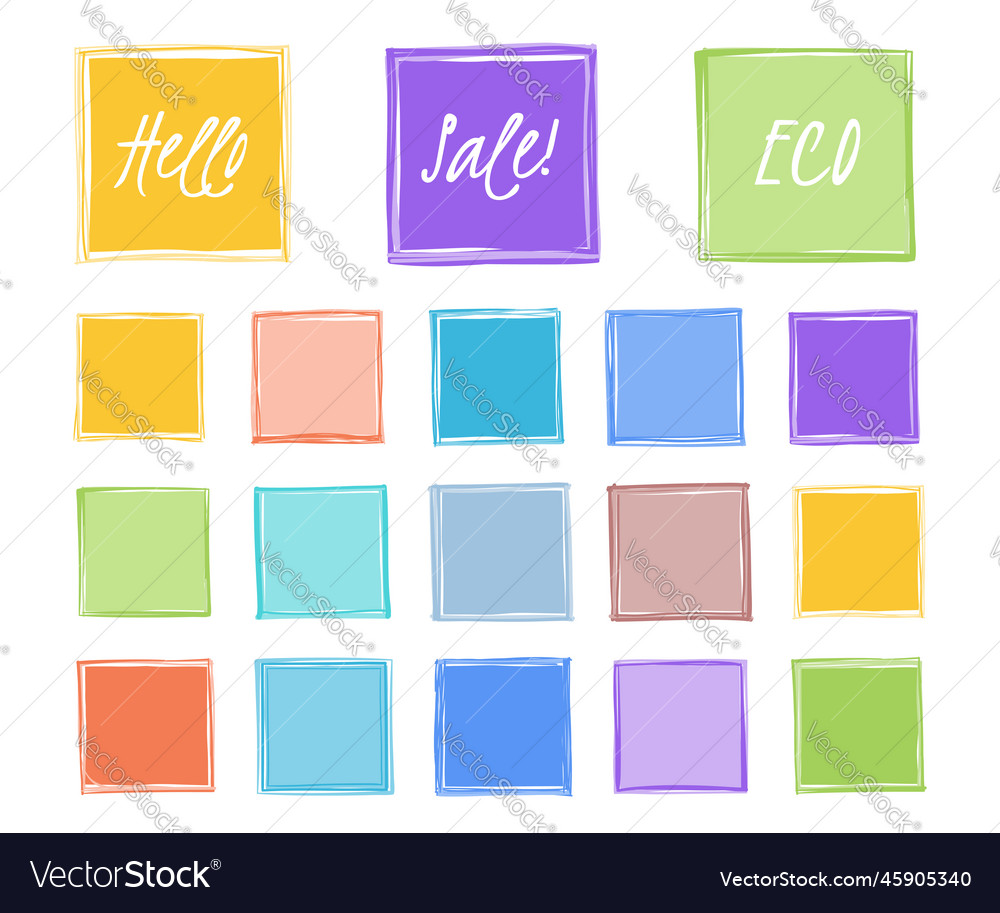 Hand drawn squares Royalty Free Vector Image - VectorStock
