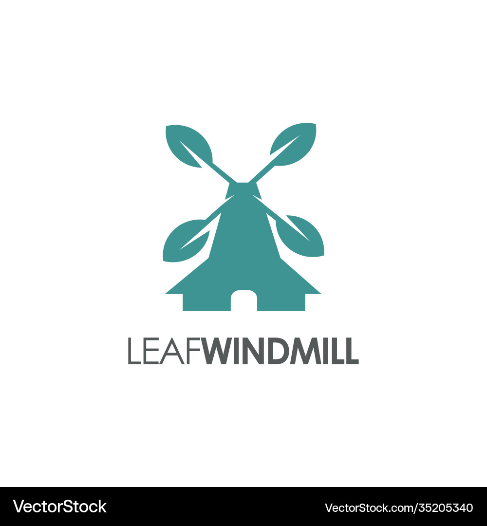 Nature windmill logo with leaves icon Royalty Free Vector