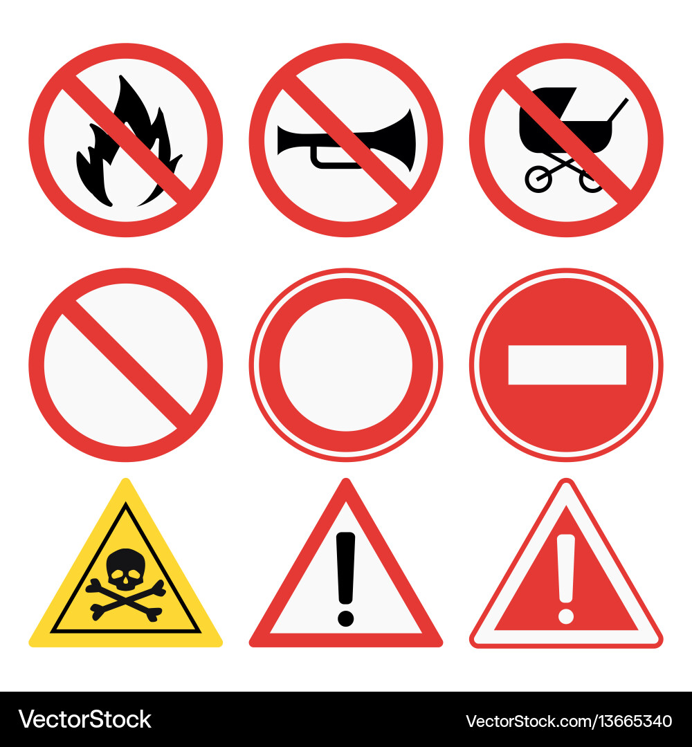 Prohibition signs set safety information Vector Image