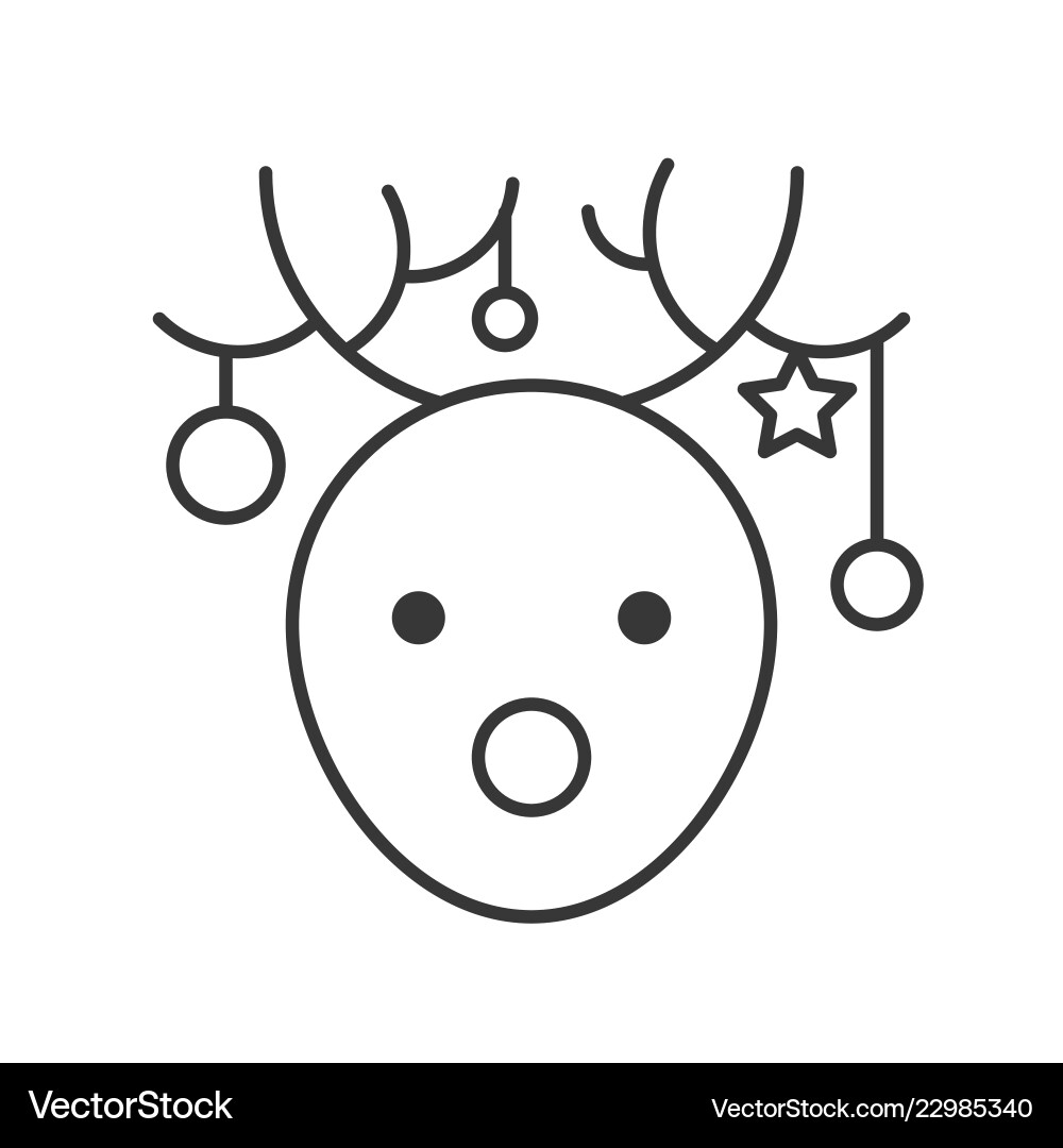Reindeer head editable outline icon winter Vector Image