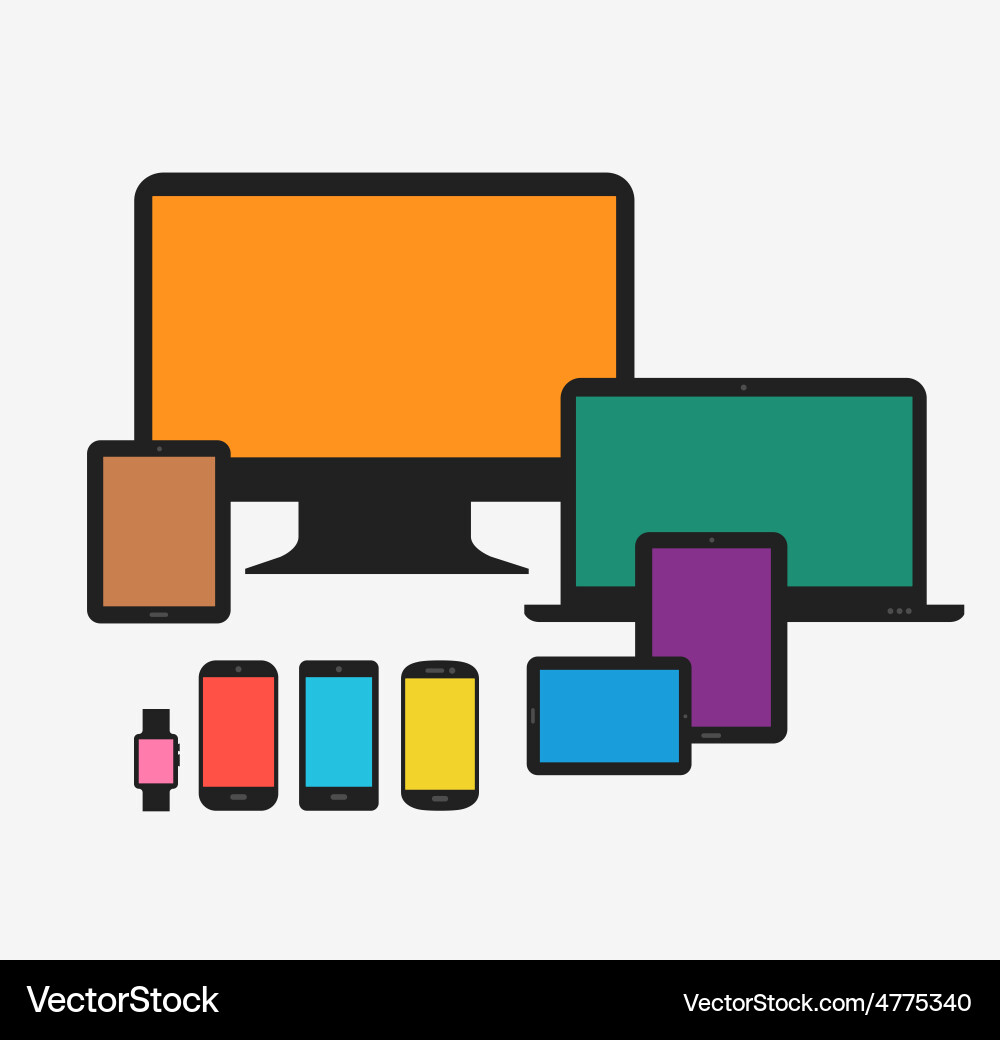 Responsive technology devices mock up Royalty Free Vector