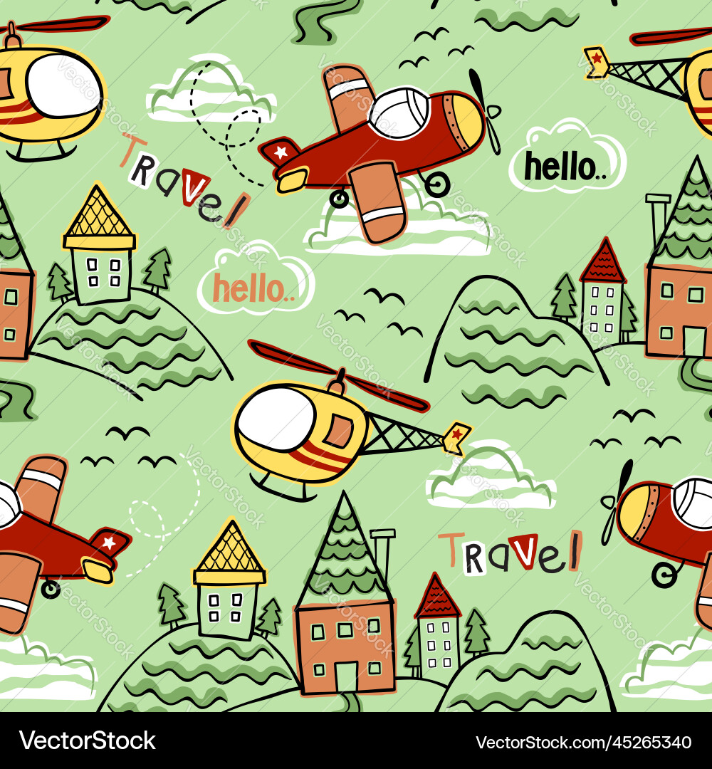 Seamless pattern of hand drawn air transportation Vector Image