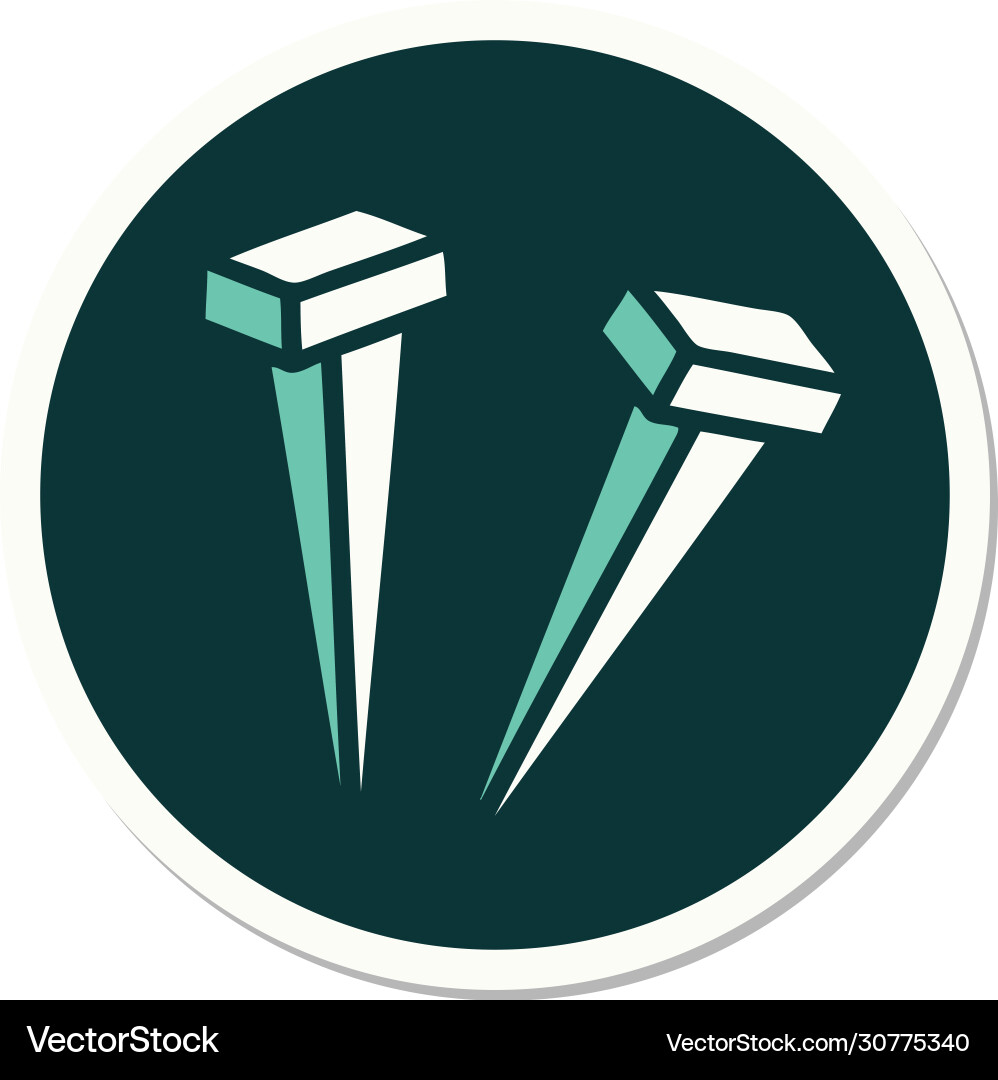 Tattoo style sticker iron nail Royalty Free Vector Image