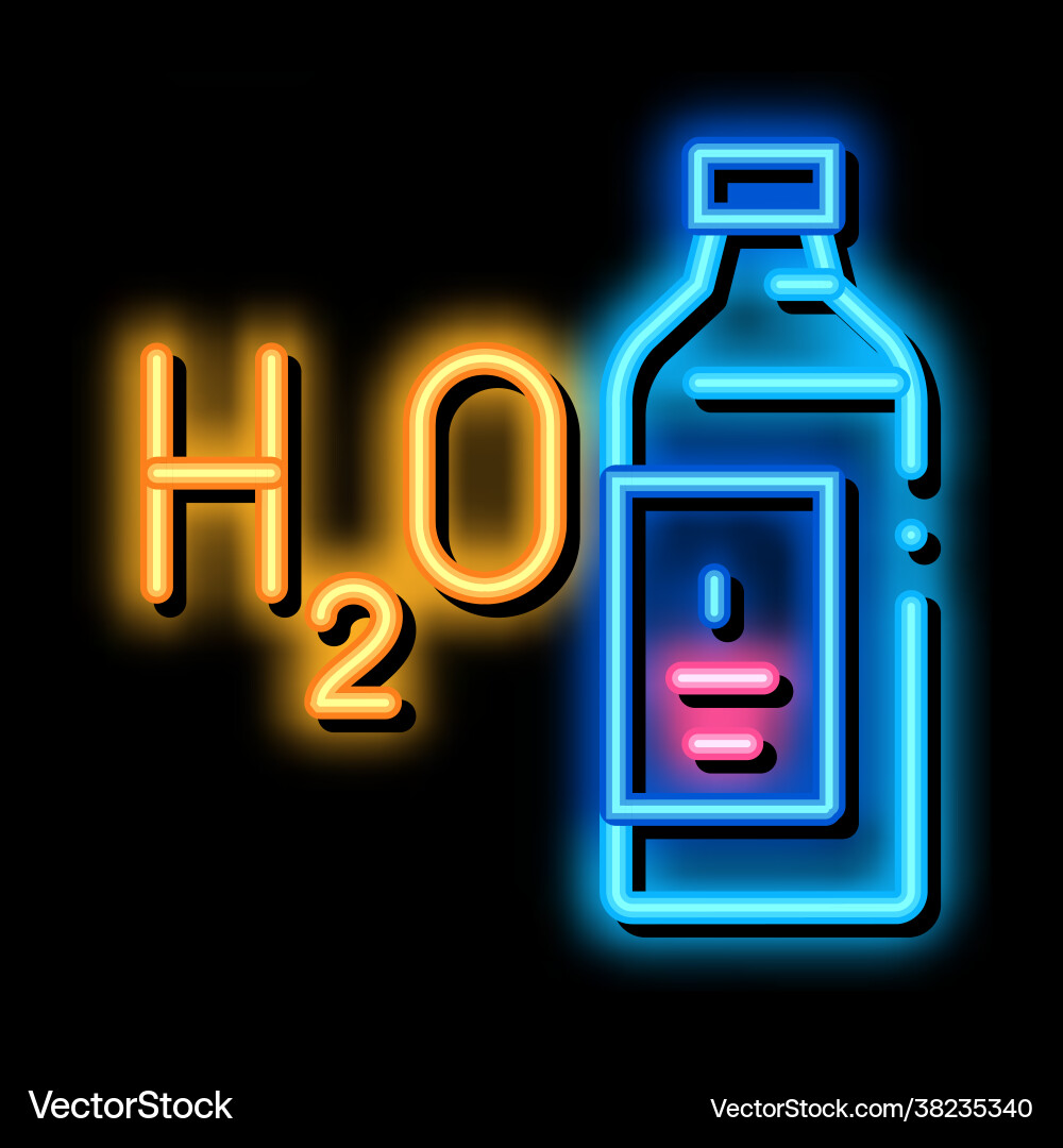 Water h2o bottle neon glow icon Royalty Free Vector Image