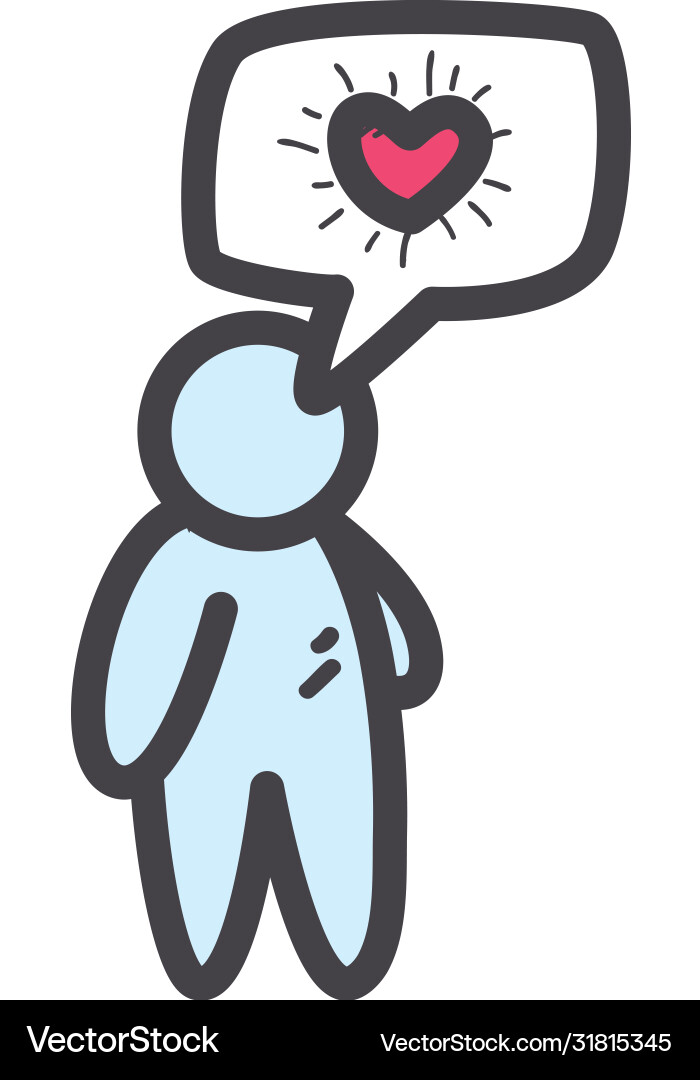 Avatar person with heart inside bubble line Vector Image