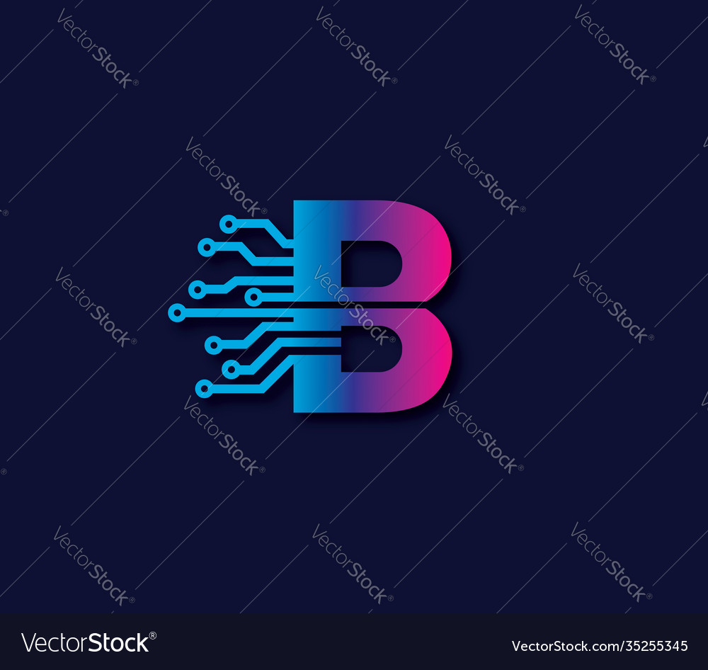 B alphabet data storage technology logo design Vector Image B alphabet data storage technology logo design Vector Image