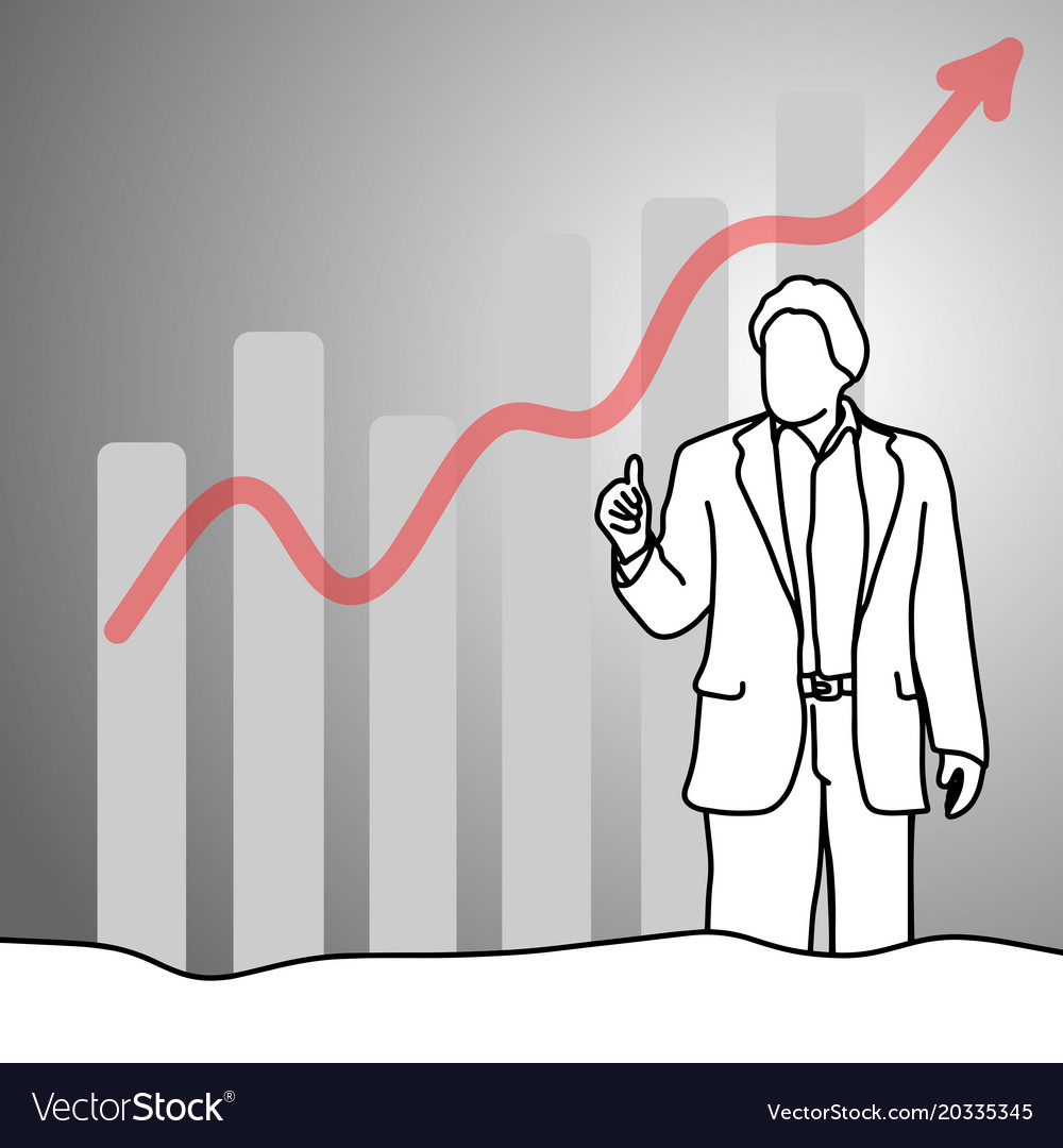 Businessman showing thumb up with graph arrow Vector Image Businessman showing thumb up with graph arrow Vector Image