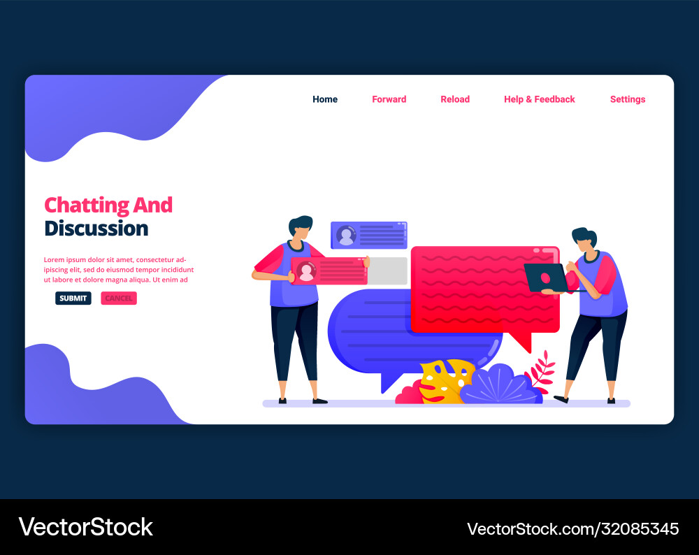 Cartoon banner template for chat and discussion Vector Image