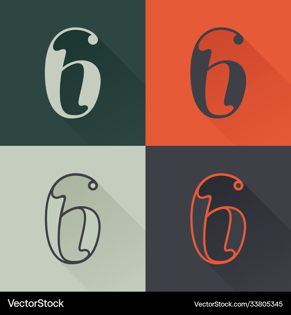 Classic number six logo set in renaissance style Vector Image