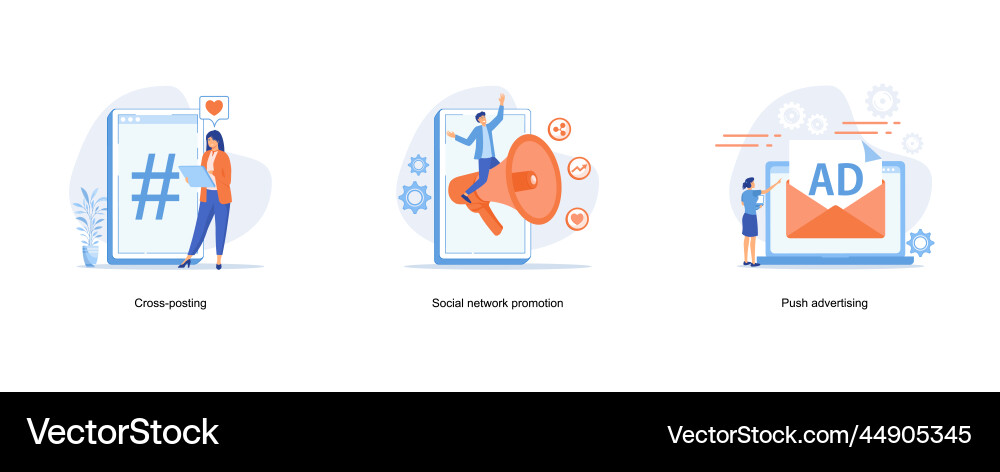 Cross-posting abstract concept social media Vector Image