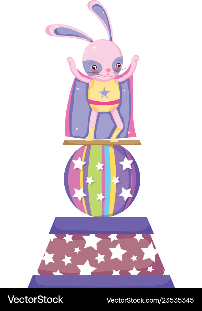 Cute circus rabbit with layer in stage Royalty Free Vector