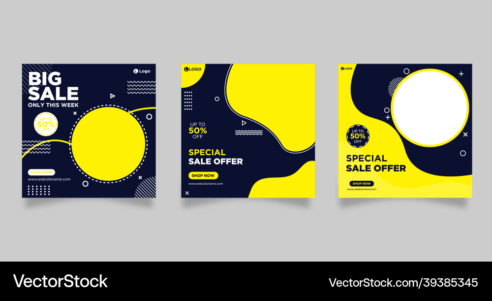 Editable set of instagram post design social Vector Image