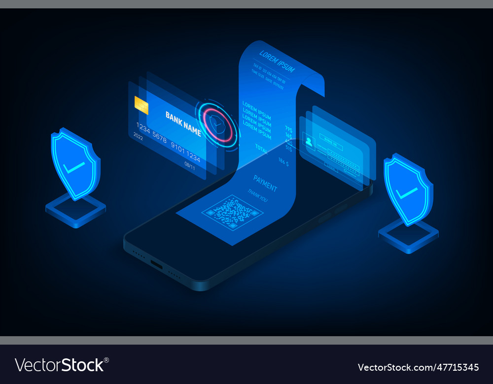 Isometric technology security internet banking Vector Image