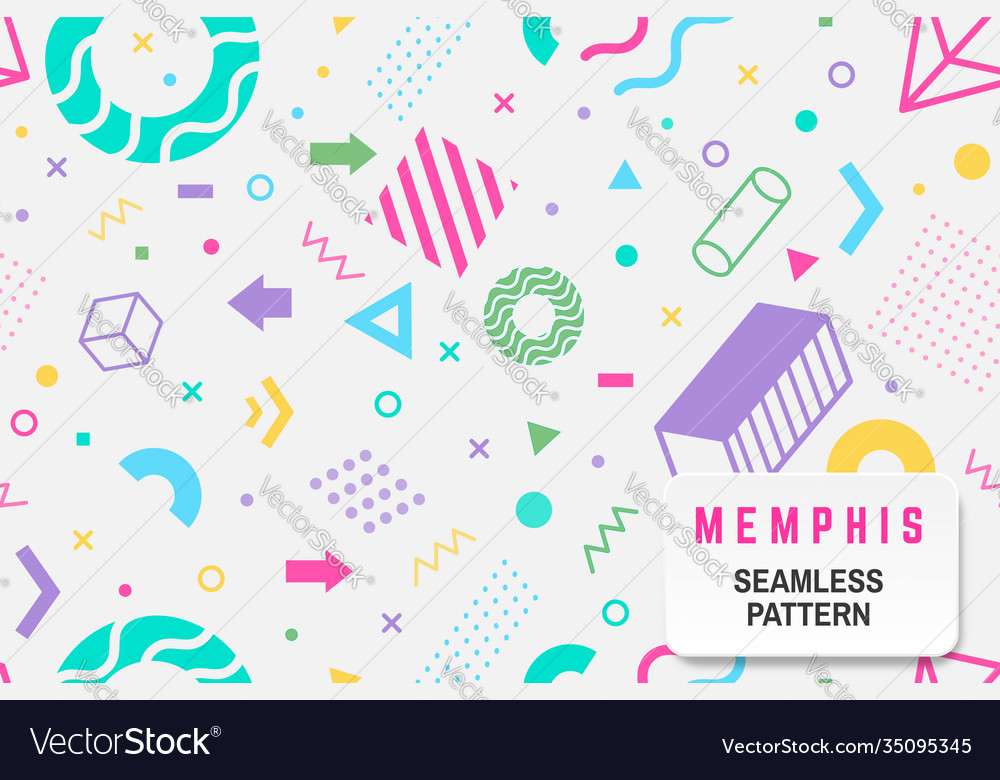 Memphis seamless pattern different Royalty Free Vector Image