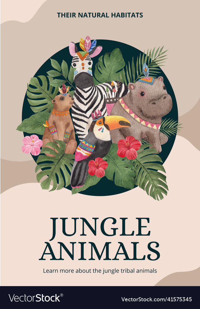 Poster template with jungle tribal animal Vector Image