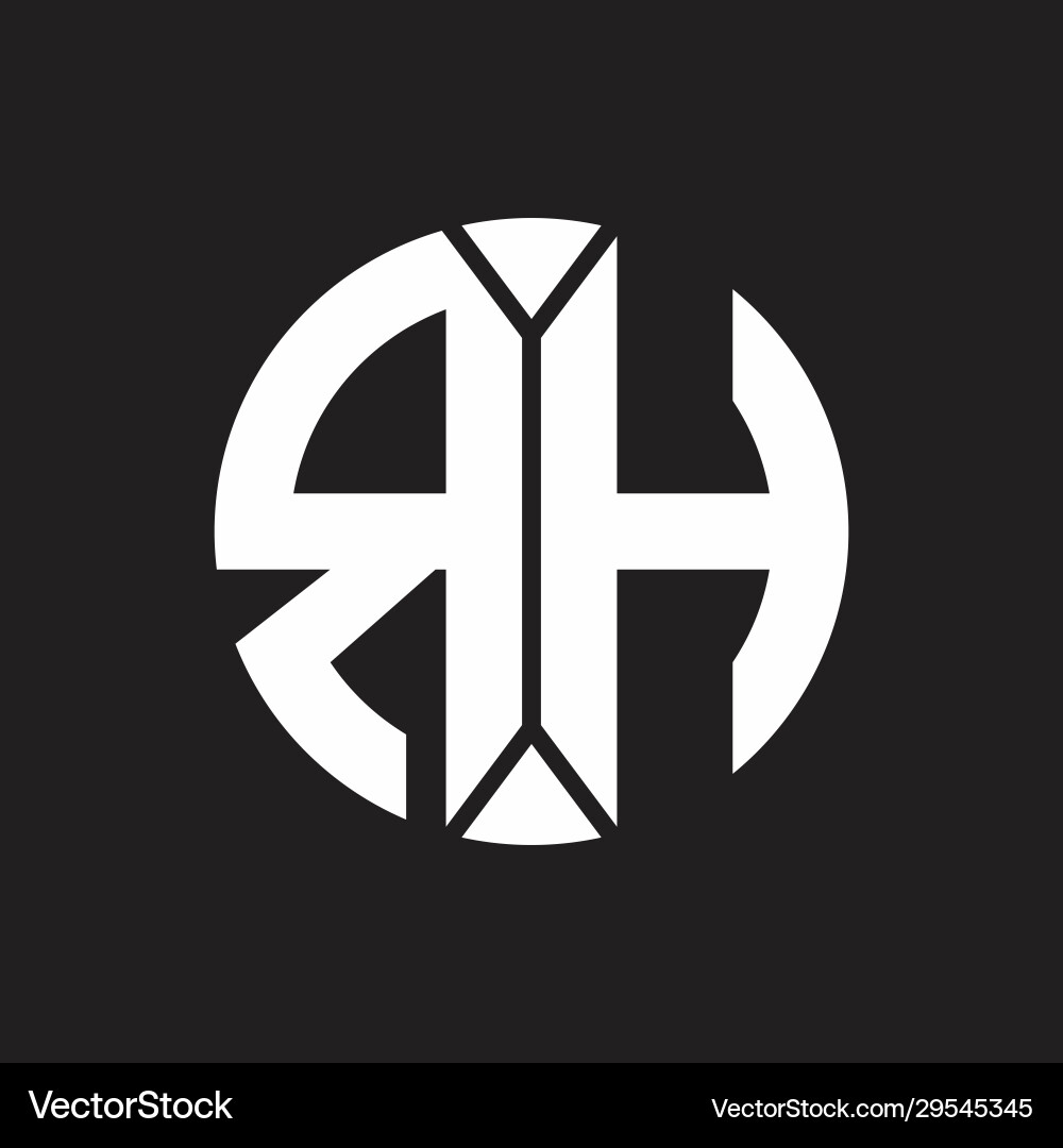 Rh logo monogram with piece circle ribbon style Vector Image